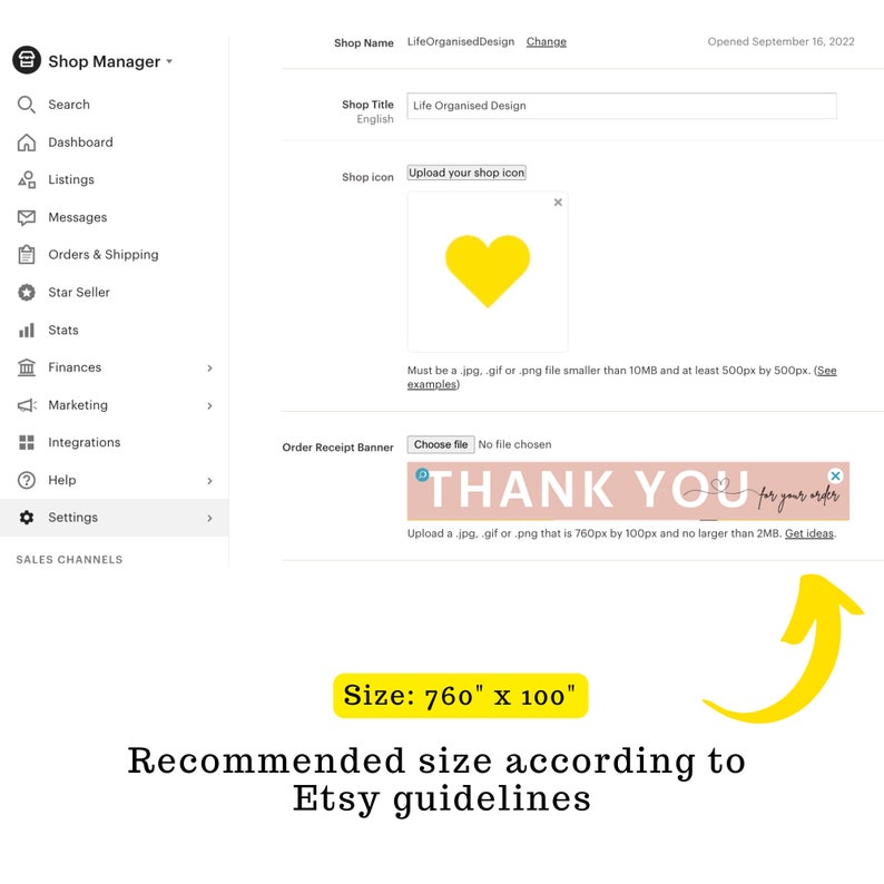 Editable Order Receipt Banner for Etsy Shop - Etsy