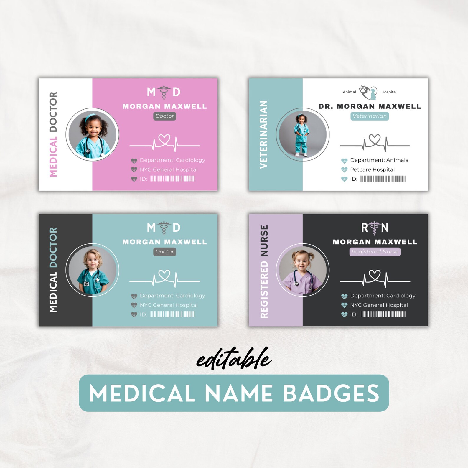 Kids Doctor Badge Pretend Play Nurse Name Badge Vet ID Card - Etsy