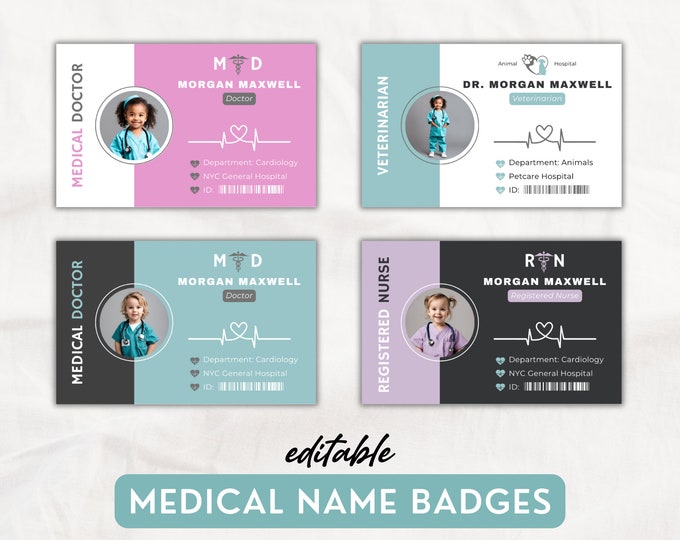 Editable Kids Doctor ID Badge, Printable Medical Badge, Hospital Staff ...