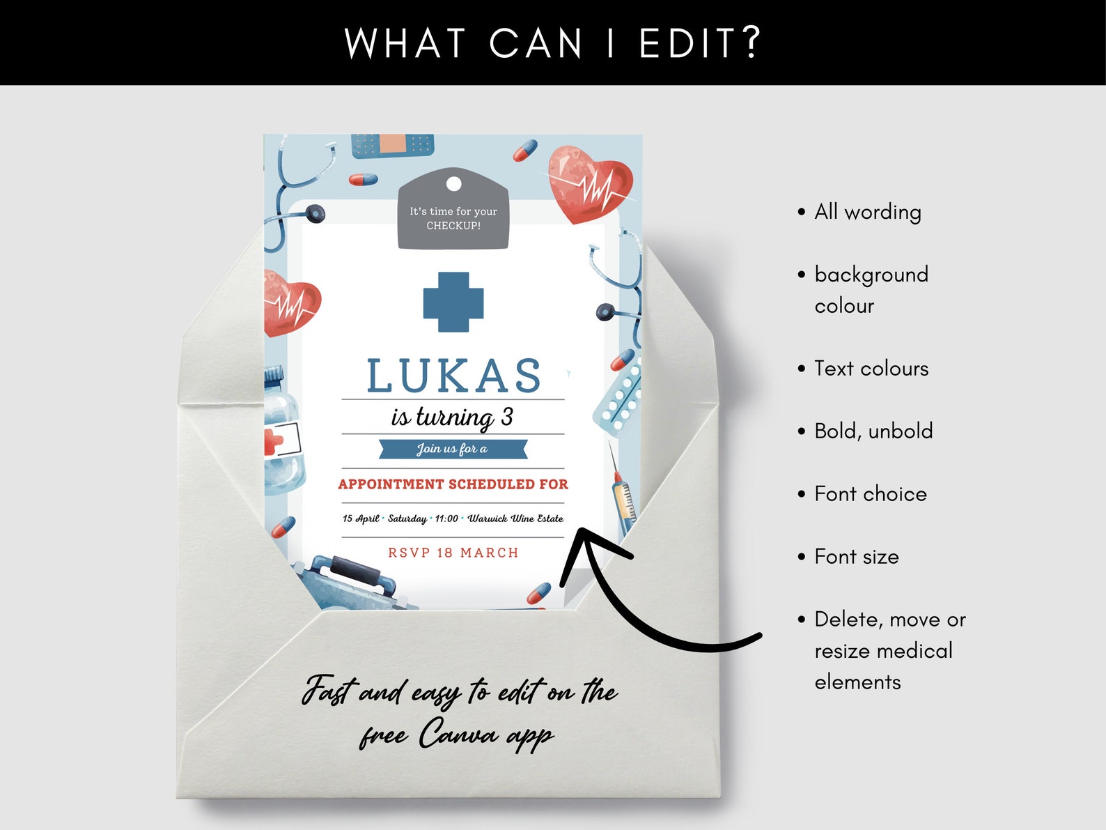 Kids Doctor Invitation | Editable Medical Party Invite - Etsy