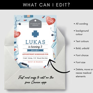 Kids Doctor Invitation | Editable Medical Party Invite - Etsy