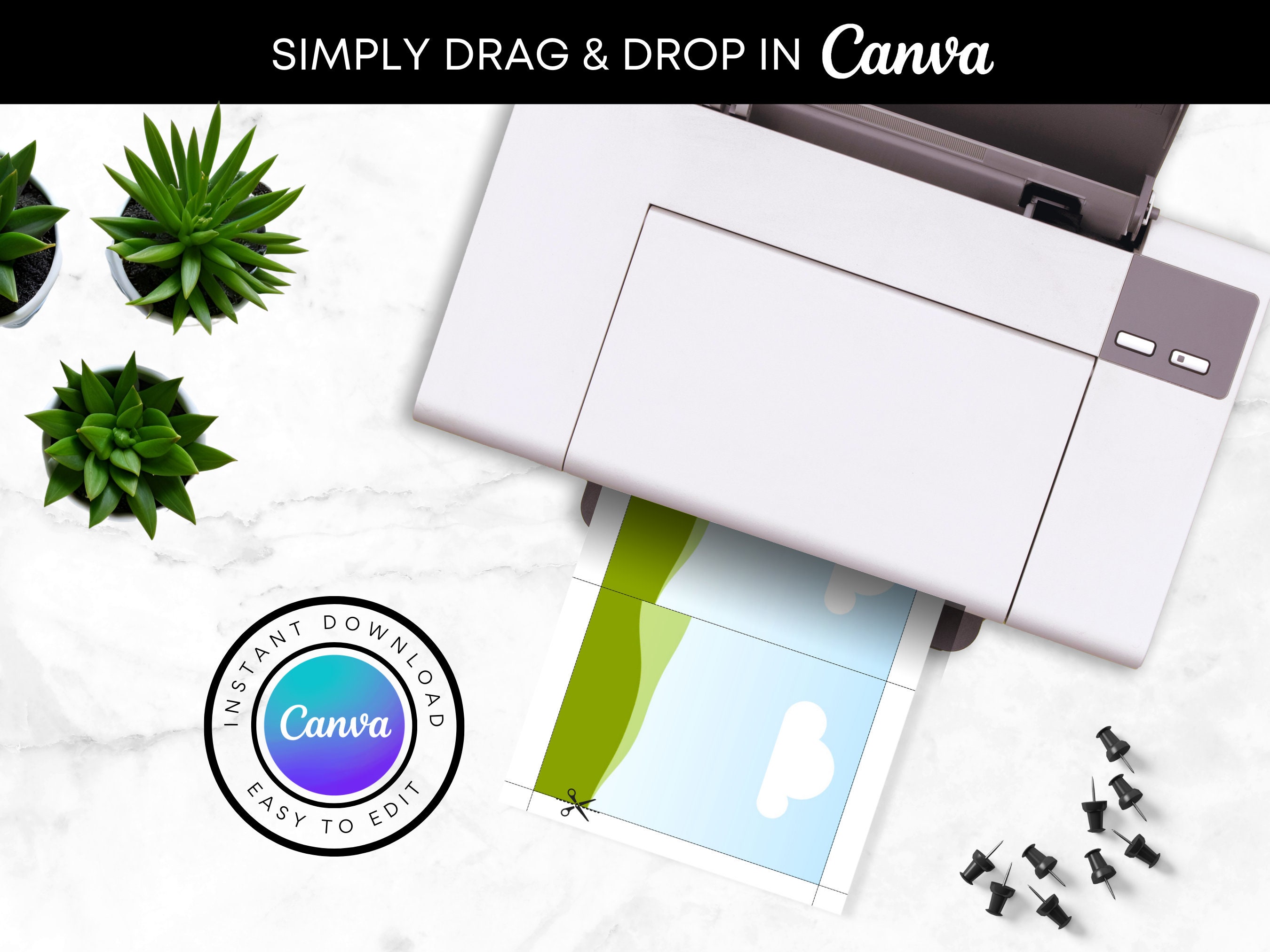 Top View Printer Mockup - Canva Template With Paper Sheet for Digital ...