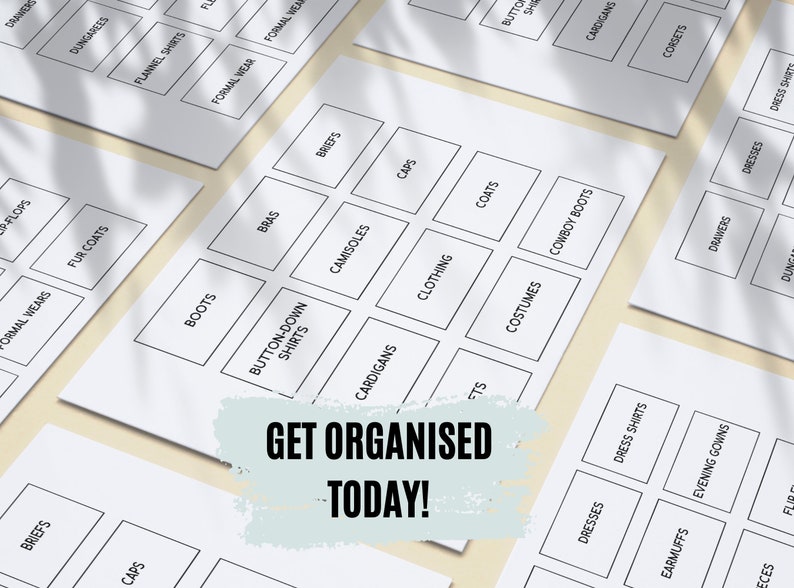 Clothes Drawer Labels Printable for Wardrobe Organization - Etsy