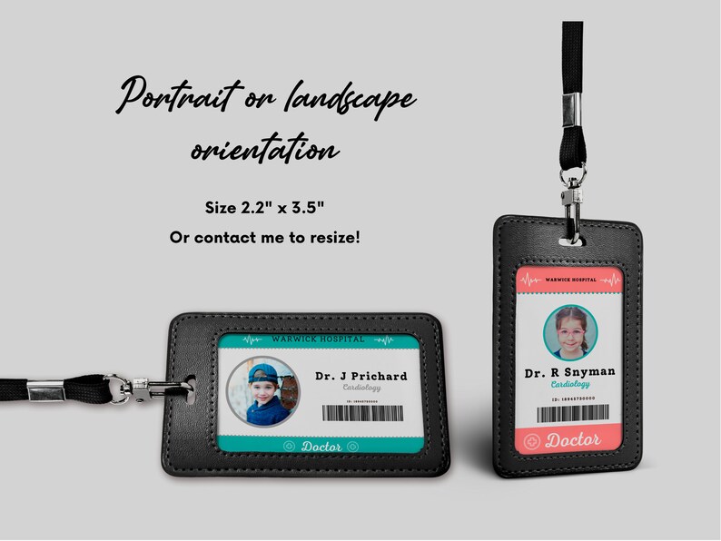 Doctor ID Badge Editable Hospital Staff ID Medical Identity - Etsy