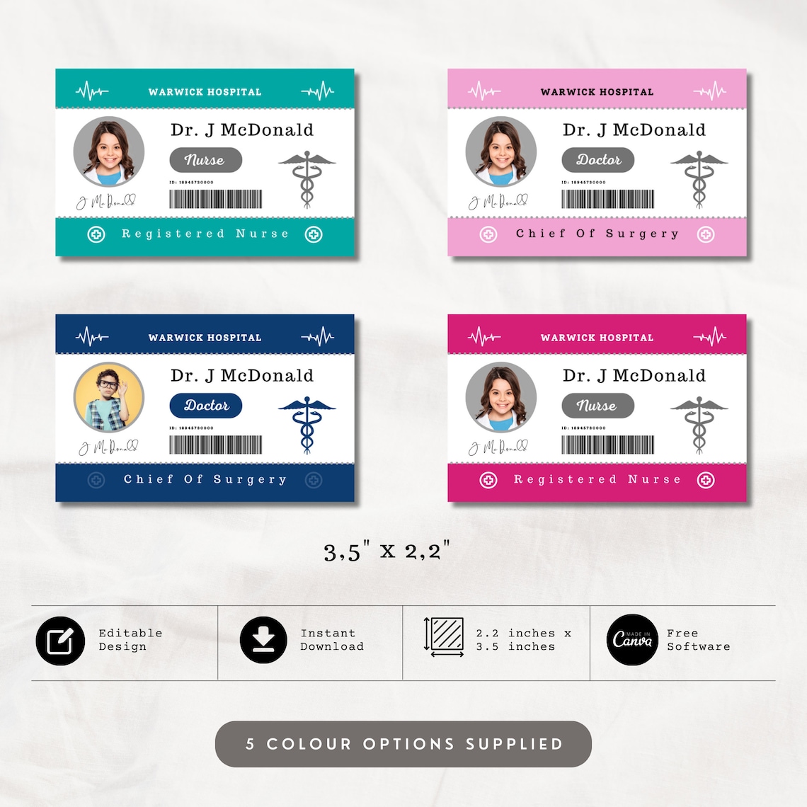 Kids Doctor/nurse Pretend Play ID Badge (digital Download) - Etsy