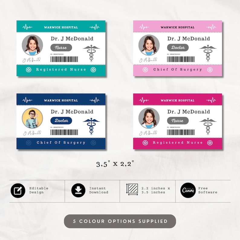 Kids ID Name Badge Doctor Pretend Play ID Nurse Badge - Etsy