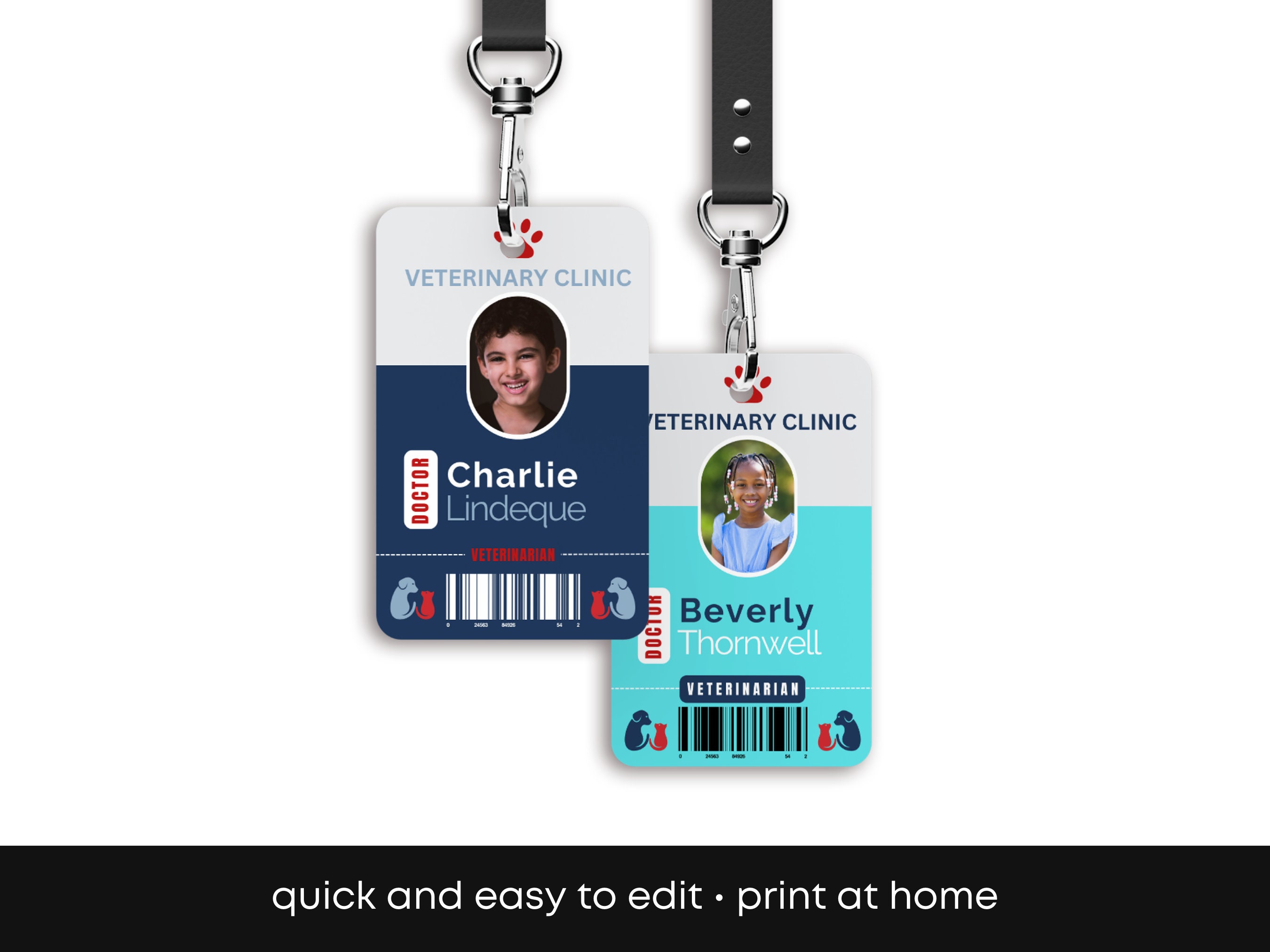 Animal Hospital Staff ID Pretend Play Kids Vet ID Badge Editable - Etsy