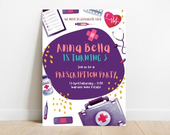 Medical Birthday Party Invitation, Nurse Birthday Party, Doctor Party ...