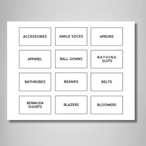 Clothes Drawer Labels Printable for Wardrobe Organization - Etsy