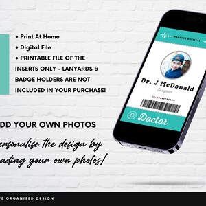 Kids Doctor ID Badge Printable Editable Hospital Staff ID Pretend Play ...