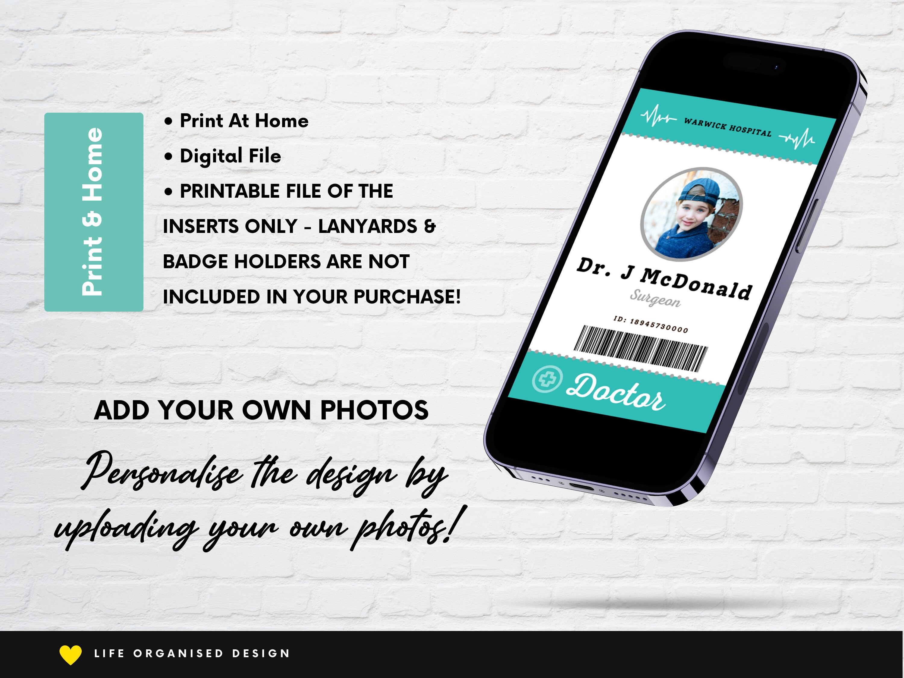 Kids Doctor ID Badge Printable Editable Hospital Staff ID - Etsy