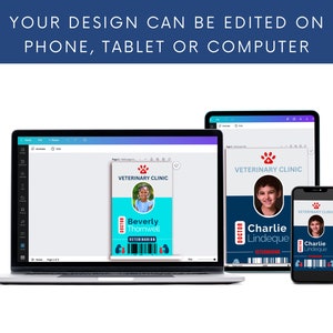 Animal Hospital Staff ID Pretend Play Kids Vet ID Badge Editable - Etsy