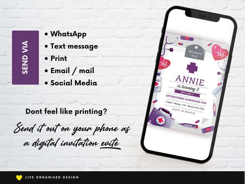 Kids Doctor Invitation Editable Medical Party Invite - Etsy