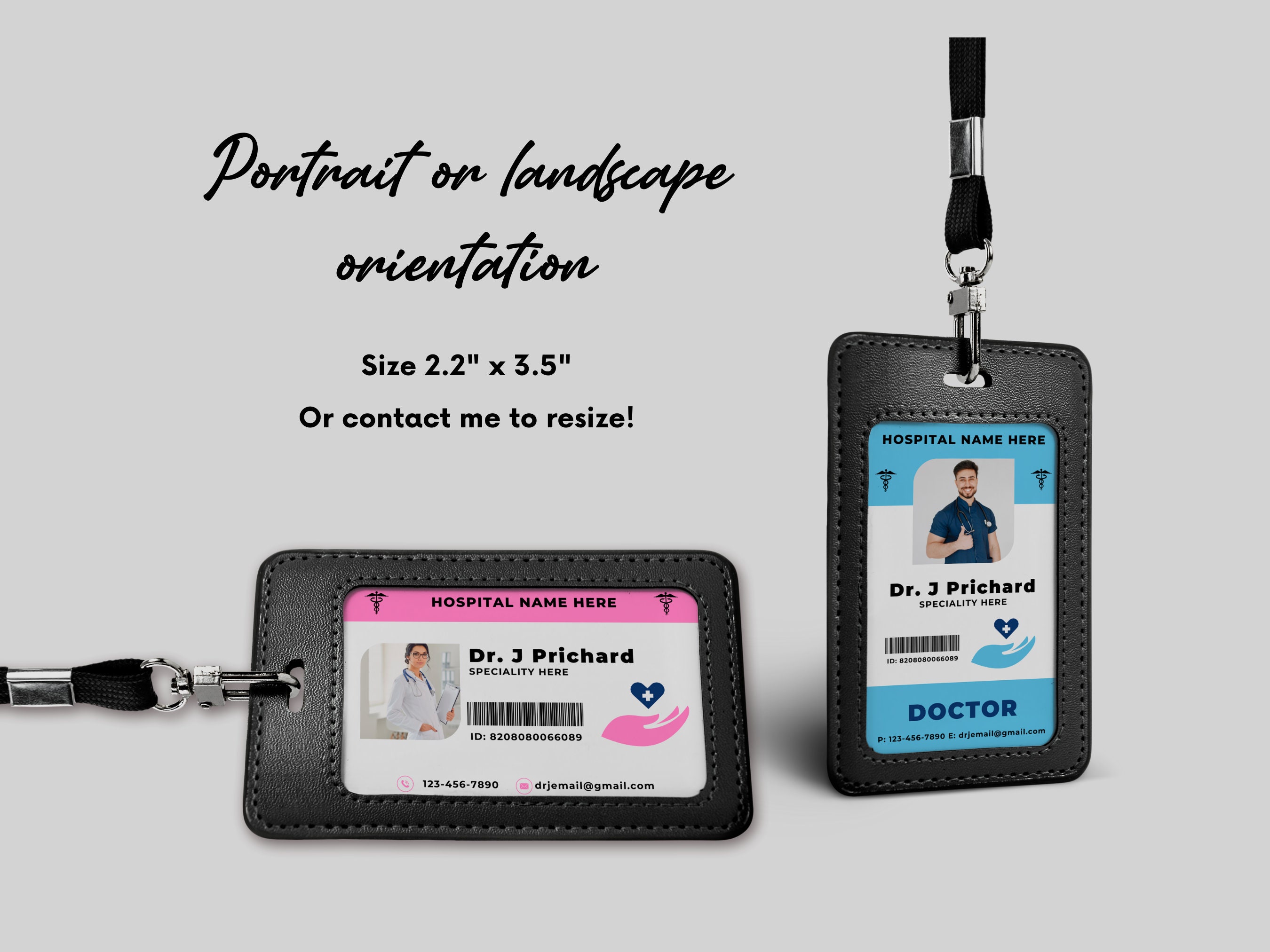 Doctor Name Tag Medical ID Card Editable Hospital Identification - Etsy