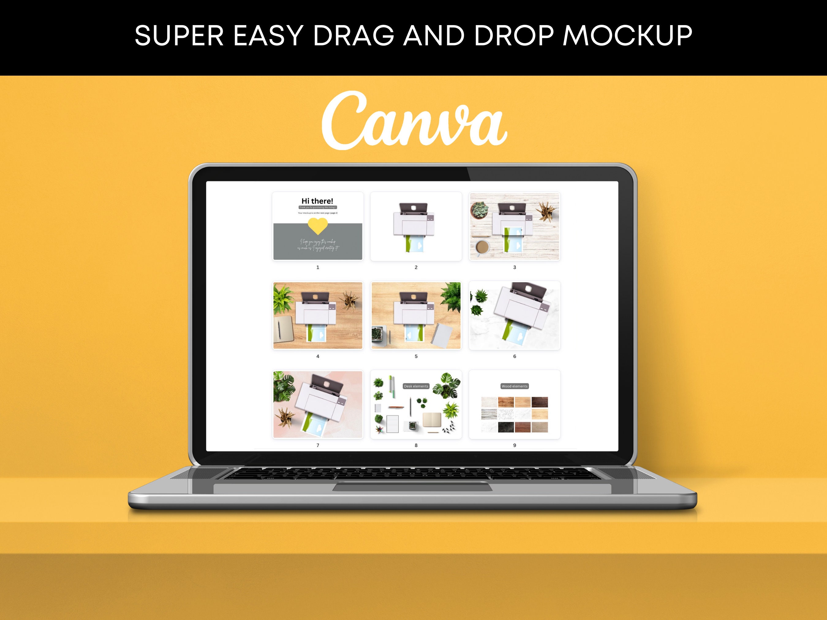 Top View Printer Mockup Canva Template With Paper Sheet for Digital ...