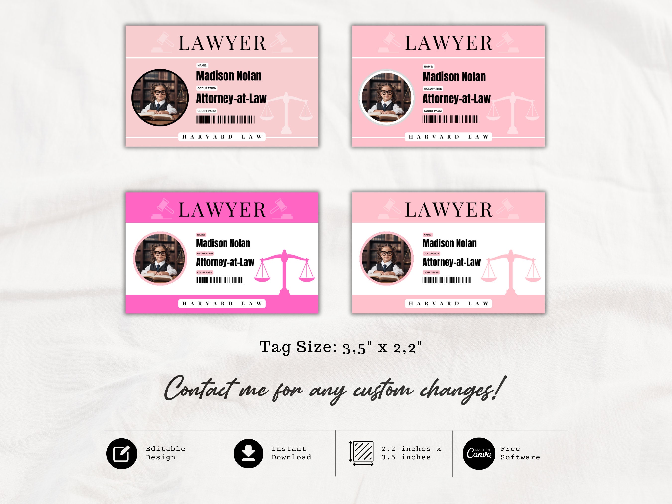 Kids Lawyer ID Badge Printable Editable Court Staff ID Pretend Play ...