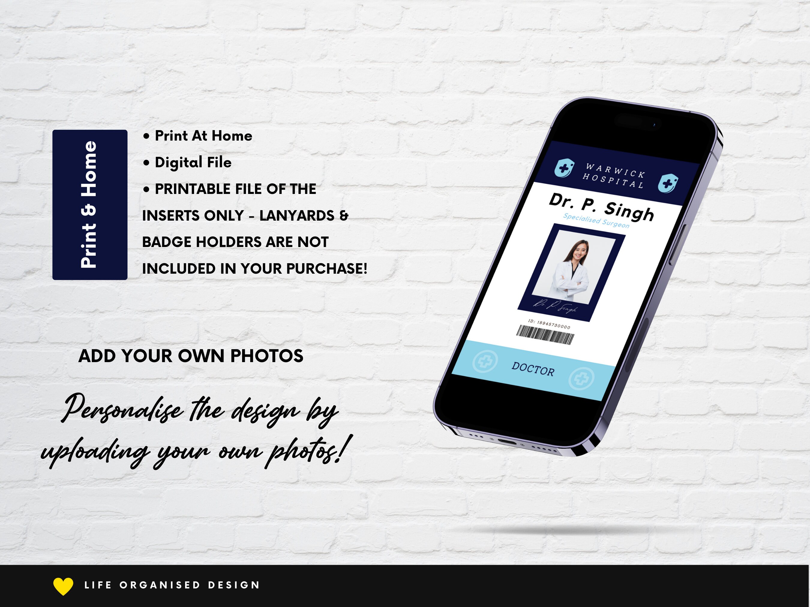 Doctor ID Badge Editable Hospital Staff ID Medical Identity - Etsy