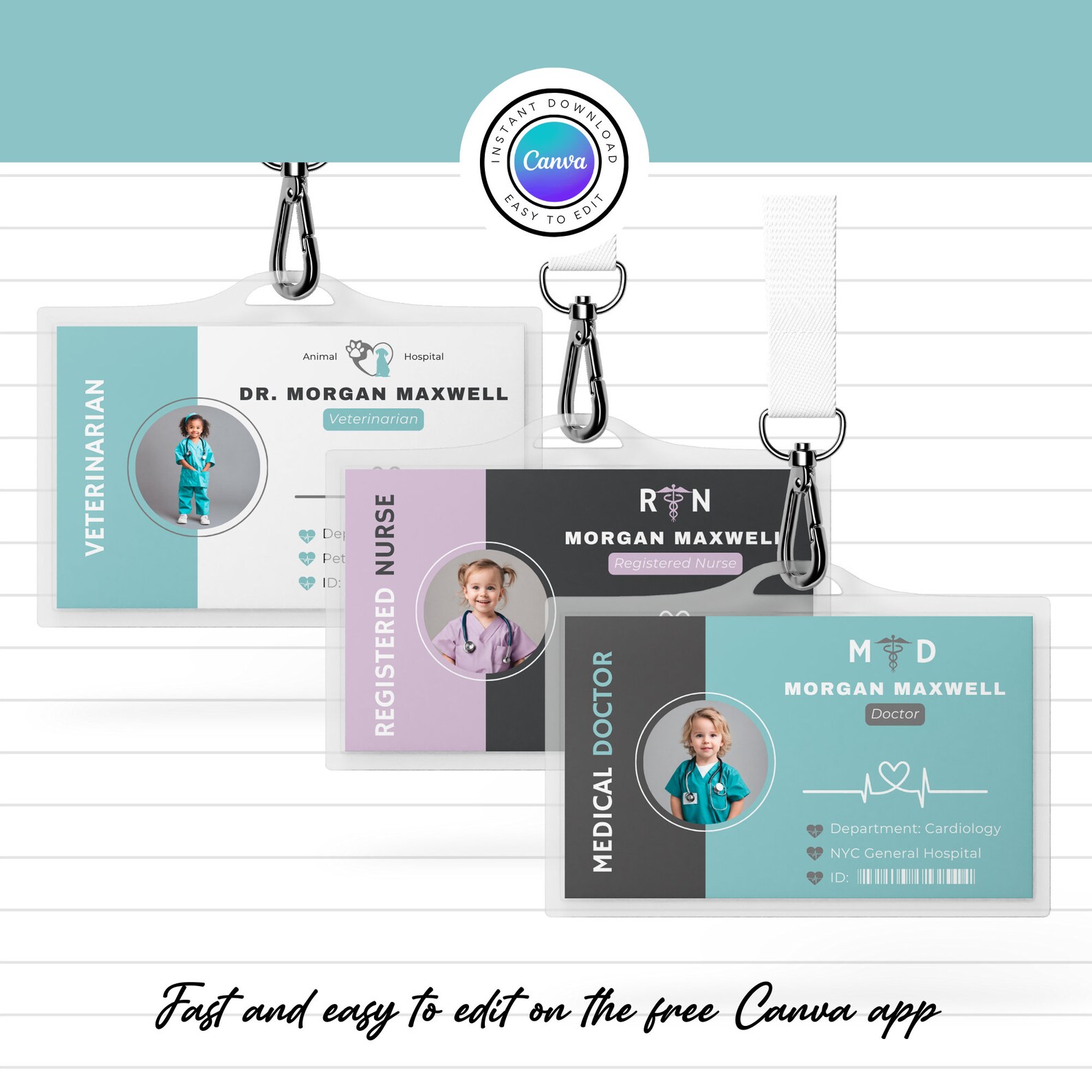 Kids Doctor Badge Pretend Play Nurse Name Badge Vet ID Card - Etsy