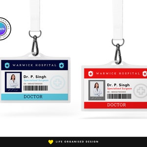 Doctor ID Badge Editable Hospital Staff ID Medical Identity Template ...