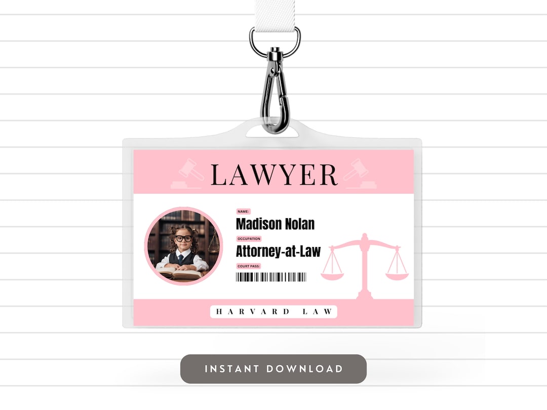 Kids Legal ID Badge | Pretend Play Attorney Name Tag - Printable ...