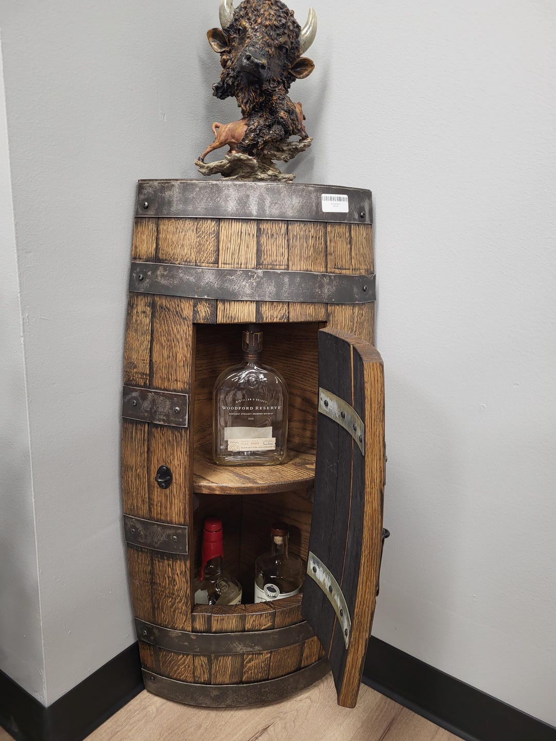 Corner Barrel Cabinet-quarter Barrel-whiskey Barrel-bar Storage - Etsy