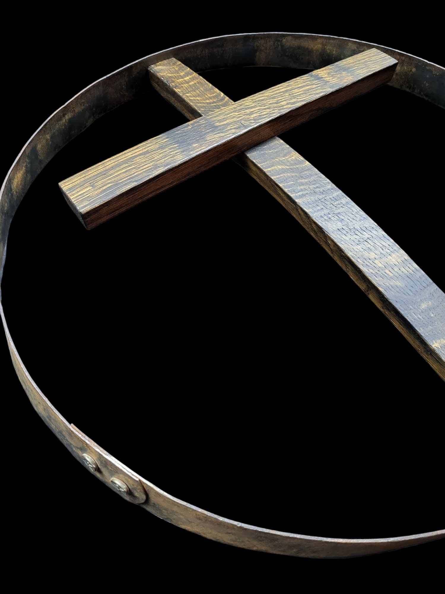 Cross in Whiskey Barrel Hoop-handmade-rustic-repurposed-bourbon Barrel ...