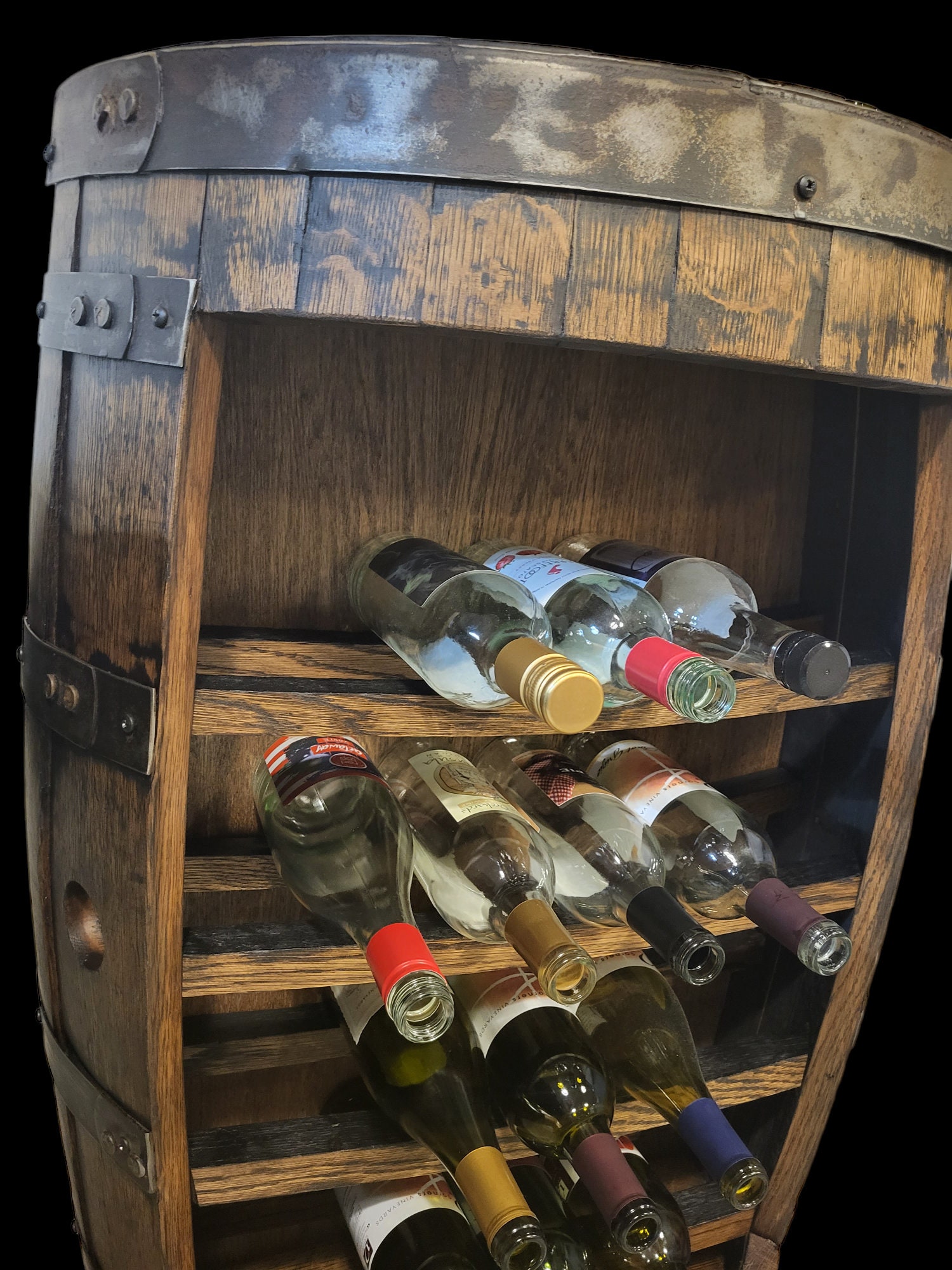 Wine Rack-whiskey Barrel-half Barrel-barrel Furniture-repurposed Wood ...