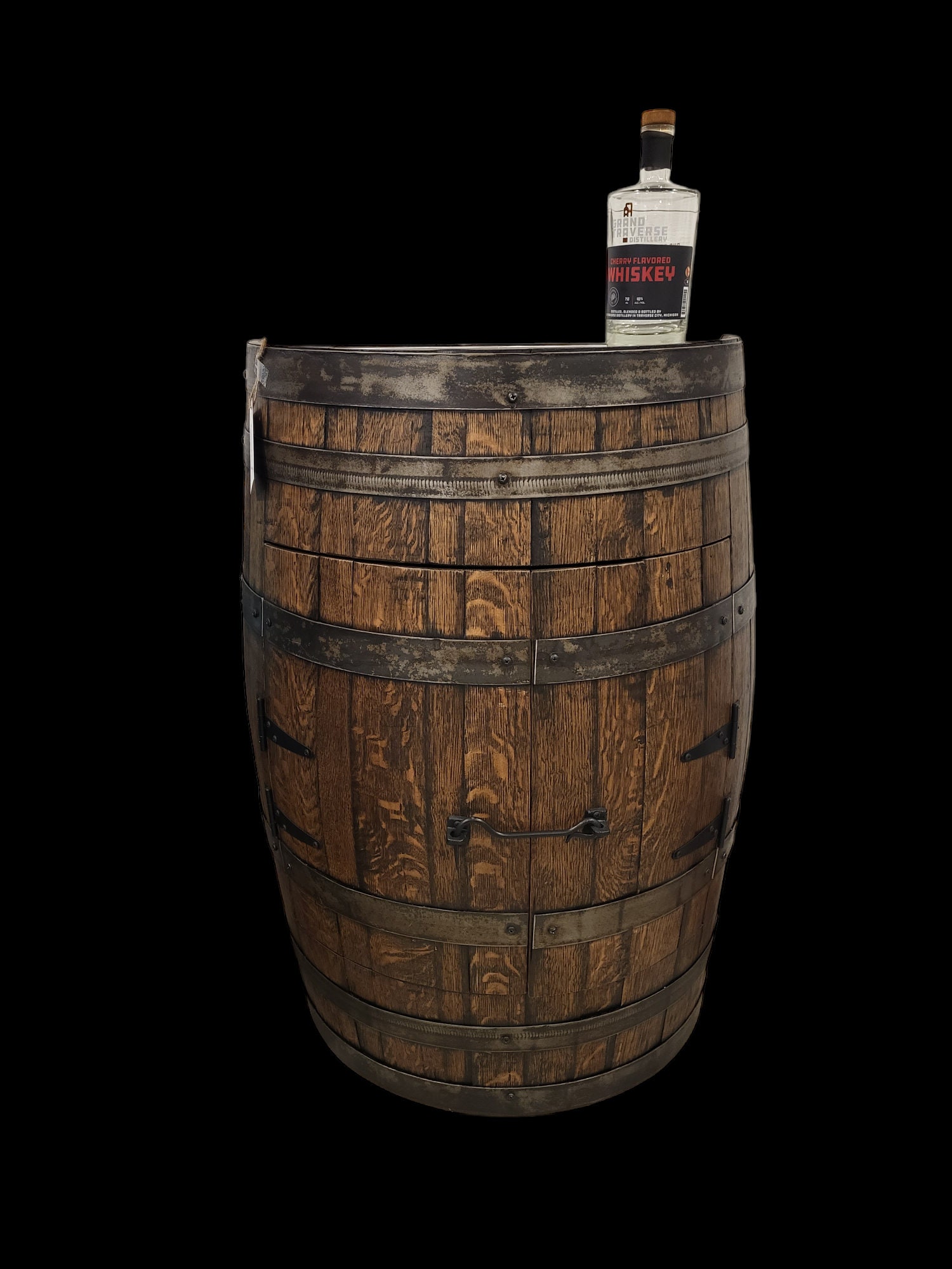 Whiskey Barrel Cabinet- Bar- Half Barrel- With Doors-repurposed Wood - Etsy