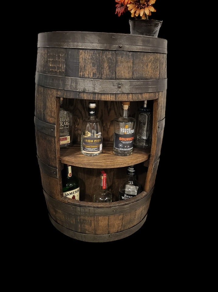 Whiskey Barrel Bar-home Bar-half Barrel-barrel Furniture-rustic ...