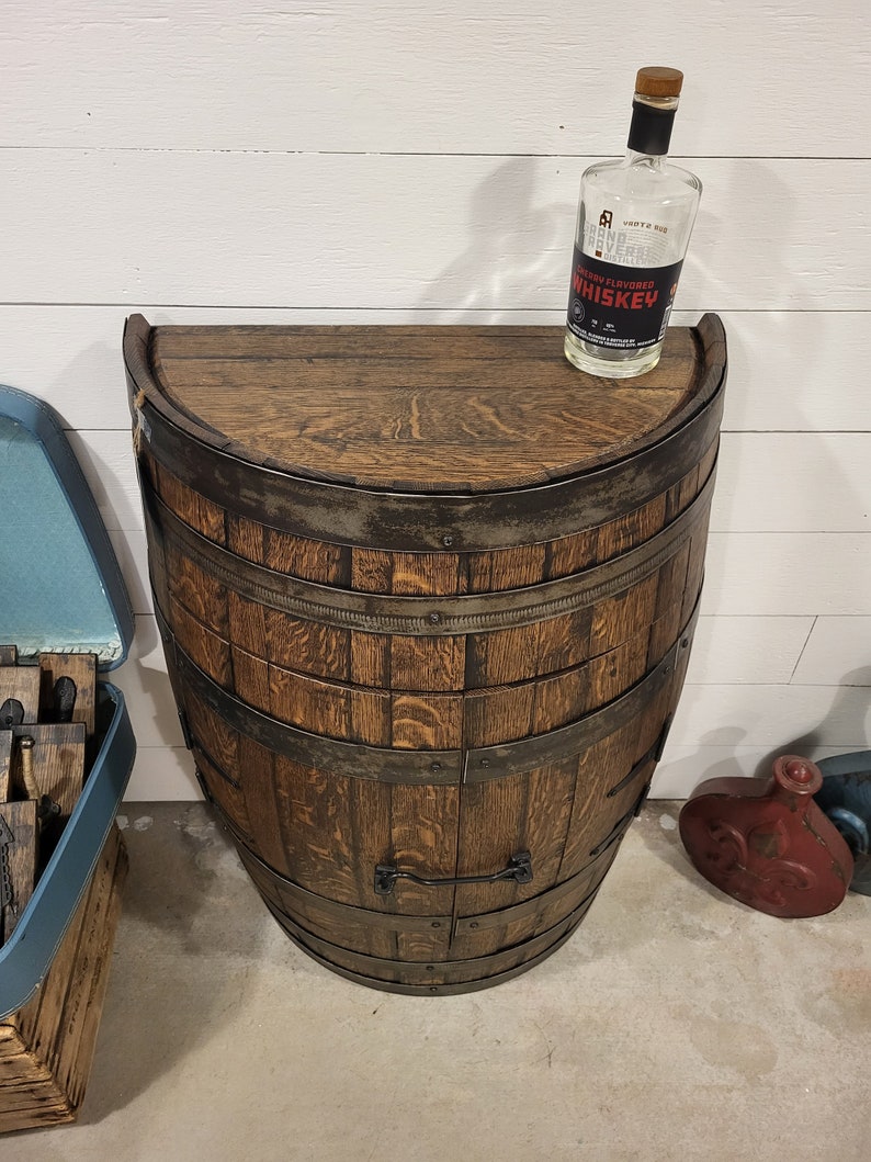 Whiskey Barrel Cabinet Bar Half Barrel With - Etsy