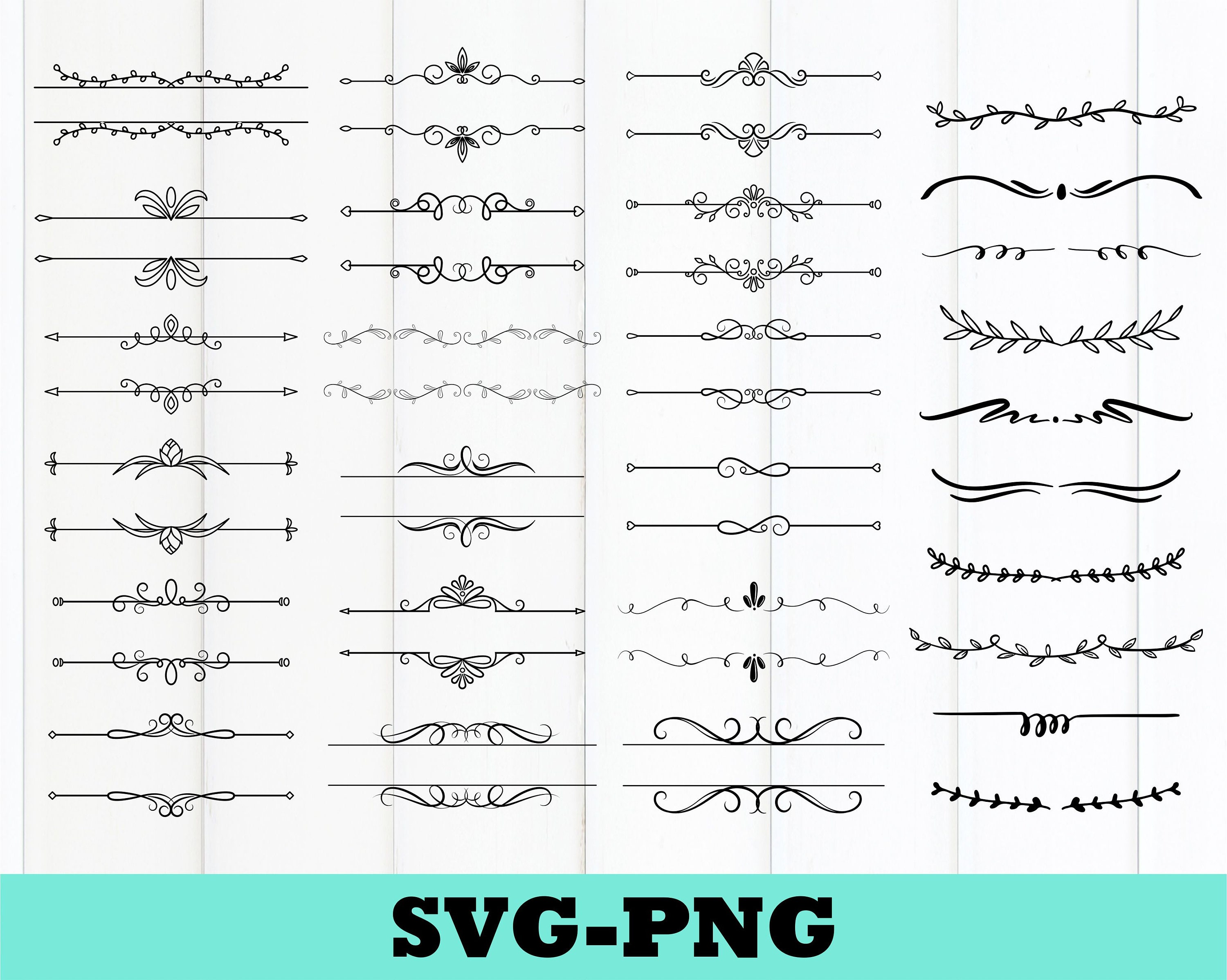 Split Floral Border Svg Bundle, Border Svg, Floral Svg, Wedding Border ...