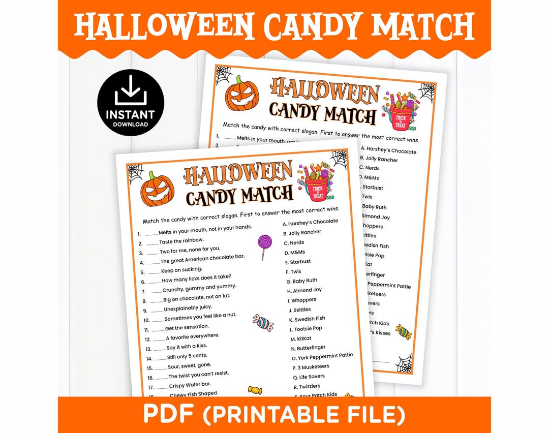 Halloween Candy Match Game | Halloween Party Games Printable ...