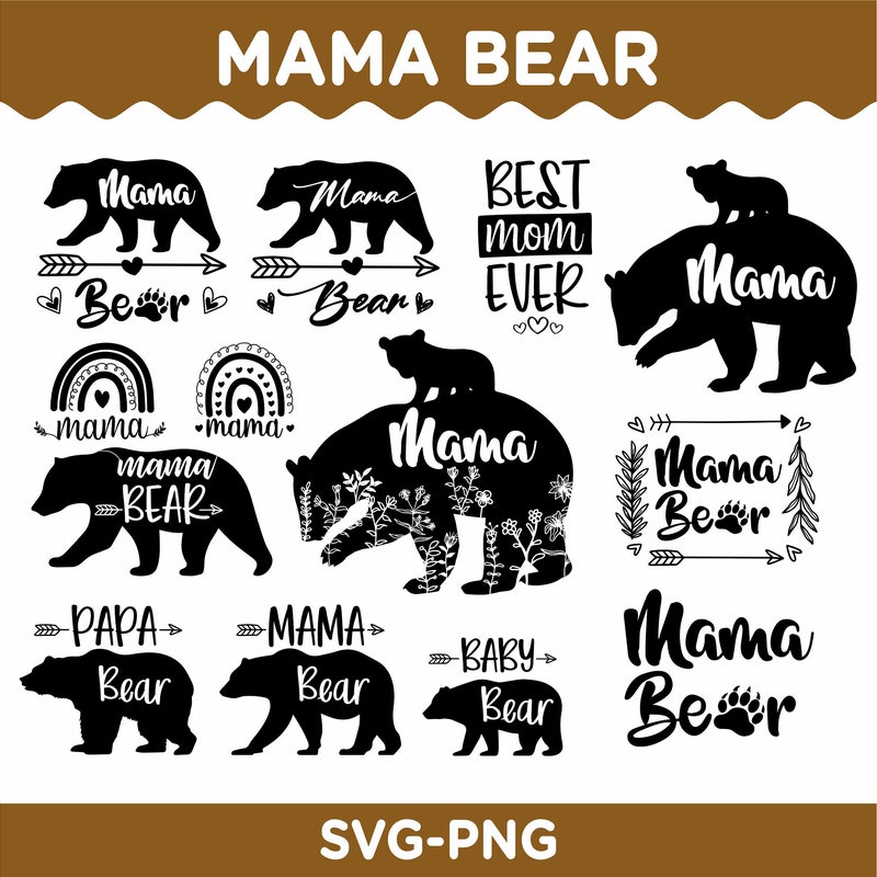 Mama Bear Floral Svg - Etsy