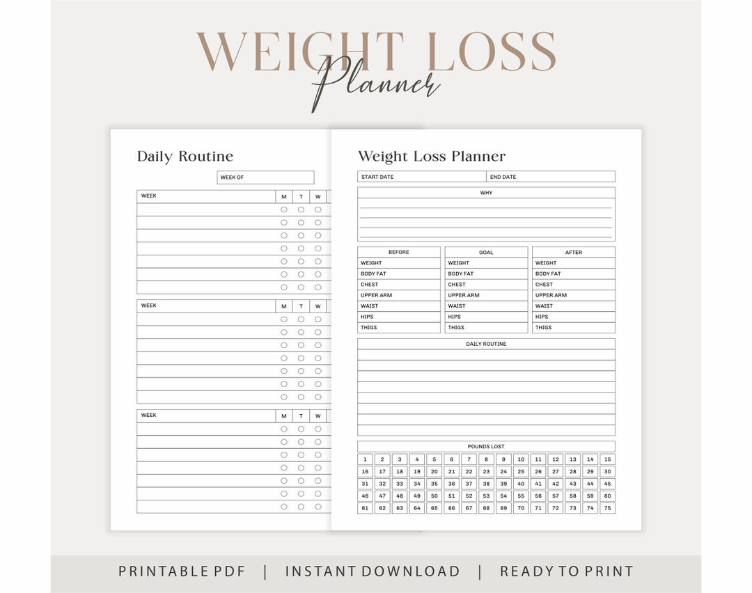 Weight Loss Planner | Fitness Planner | Weight Loss Tracker | Meal ...