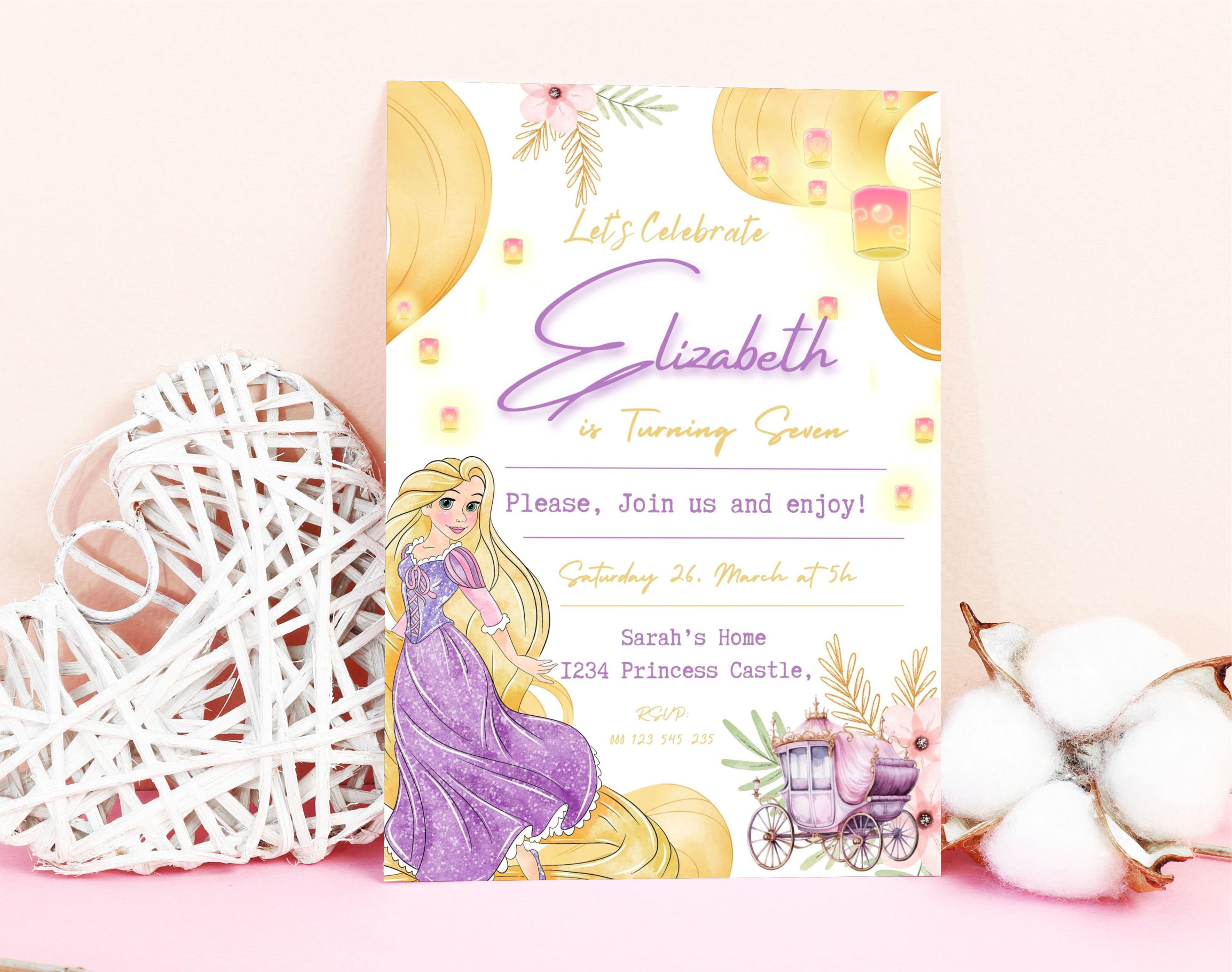 Editable Rapunzel Birthday Invitation Princess Birthday Invitation ...