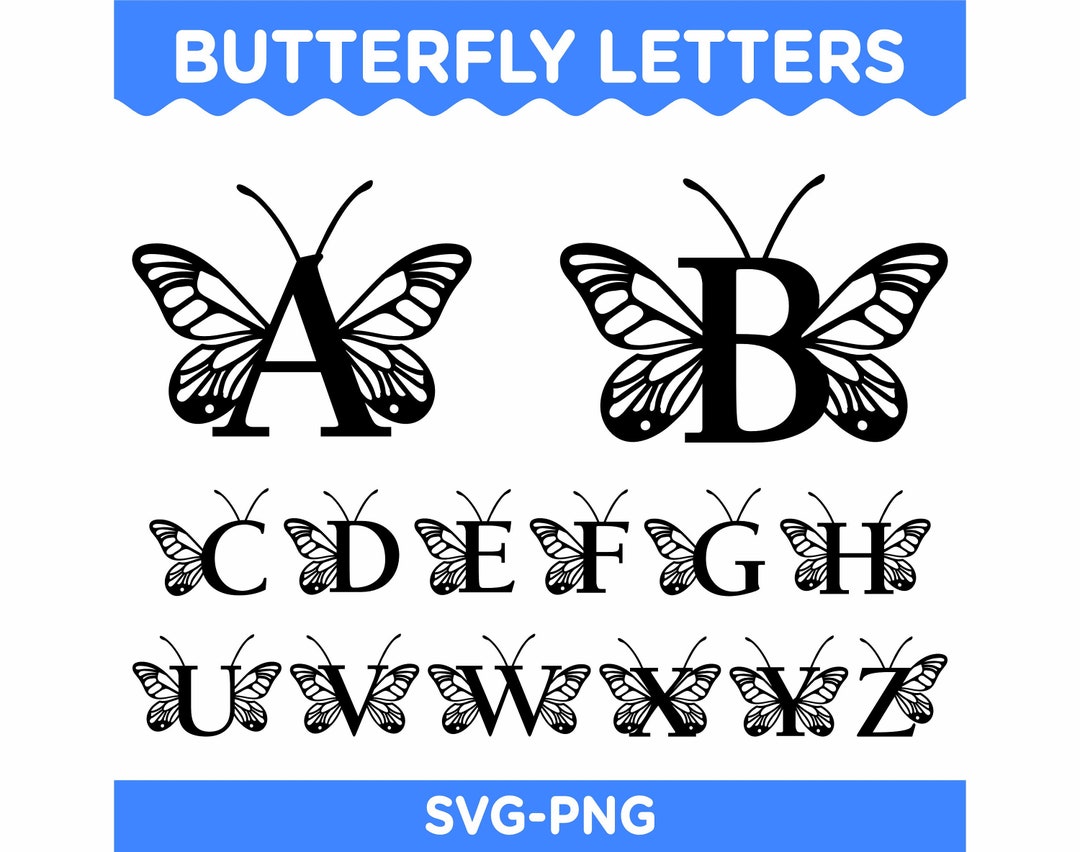 Butterfly Monogram Alphabet SVG, Alphabet Monogram Svg, Butterfly ...