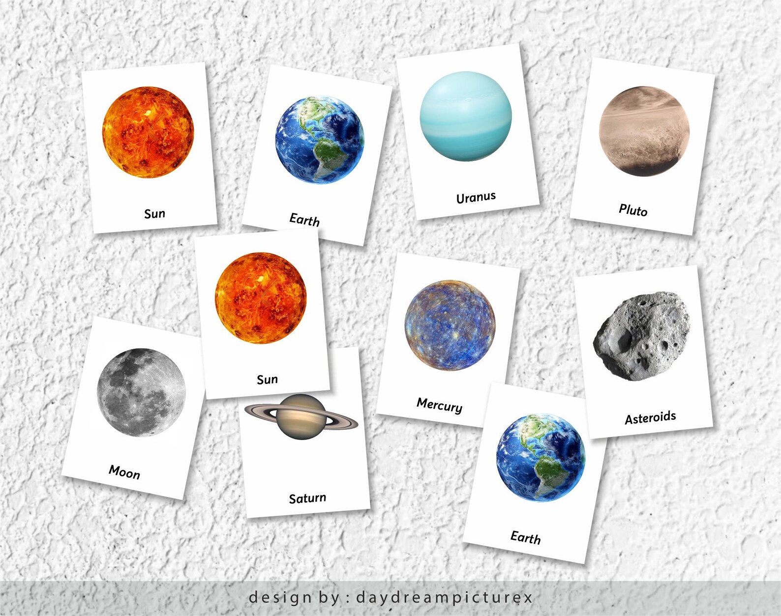 12 PLANETS Montessori Flashcards, PLANETS Flash Cards, PDF Printable ...