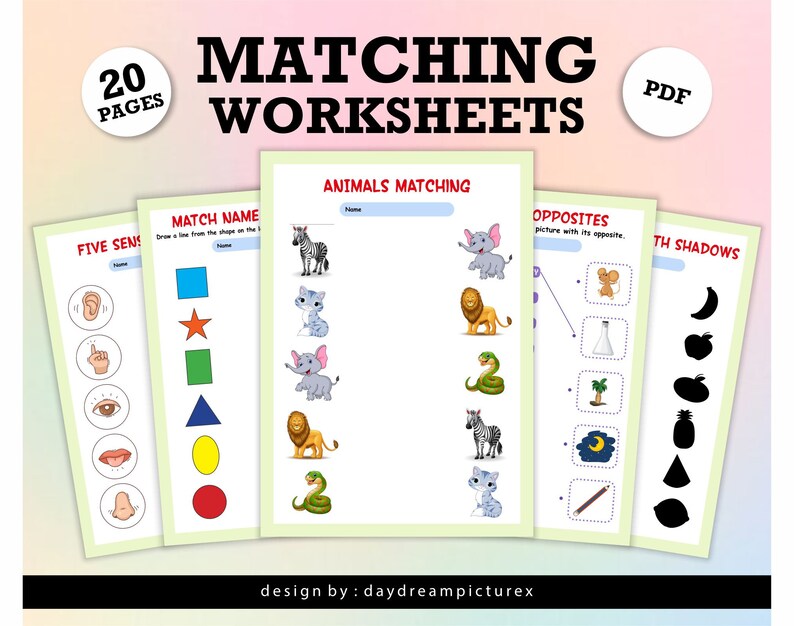 Matching Worksheet, Worksheet for Kids, Printable Matching Worksheets ...