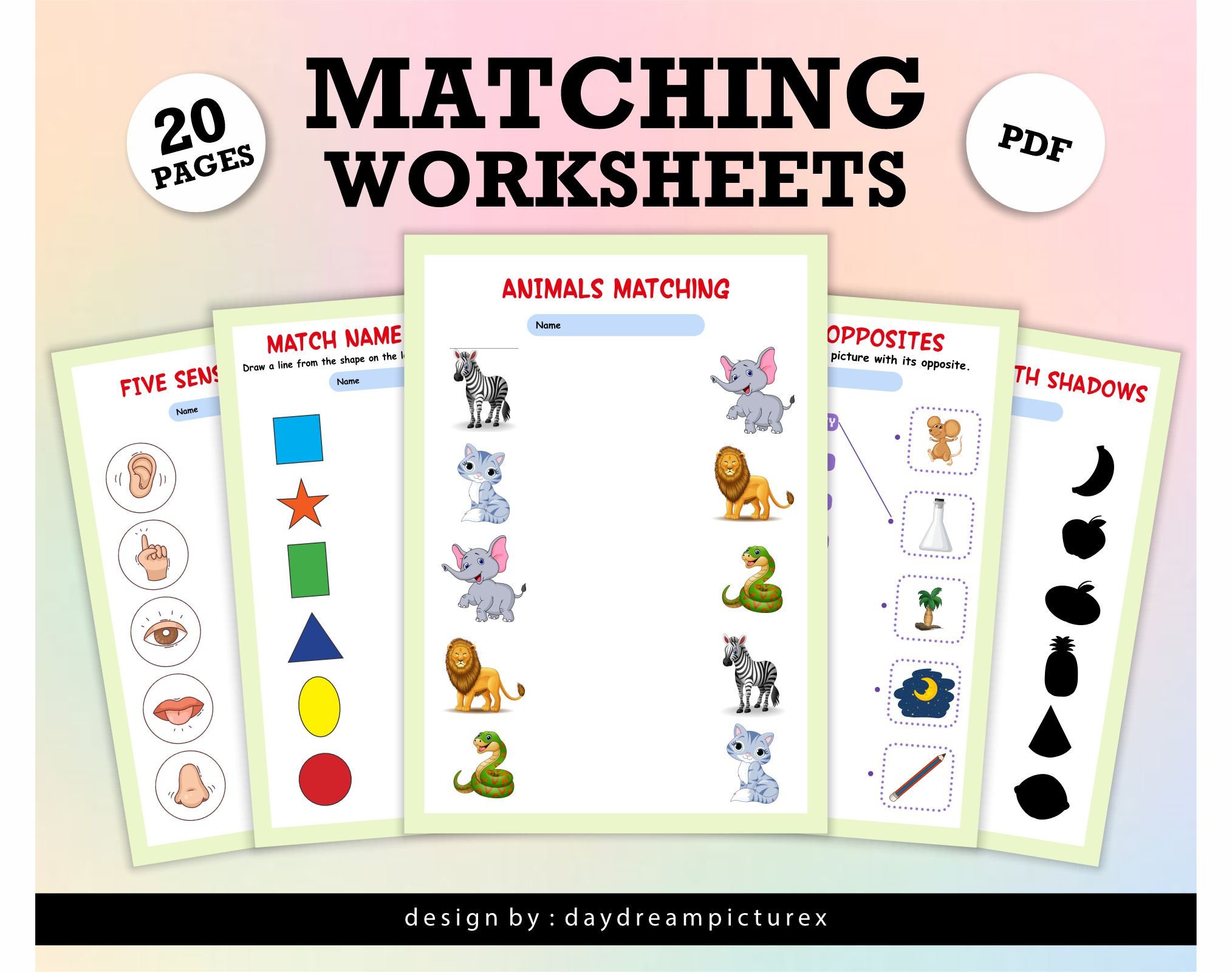 Matching Worksheet, Worksheet for Kids, Printable Matching Worksheets ...