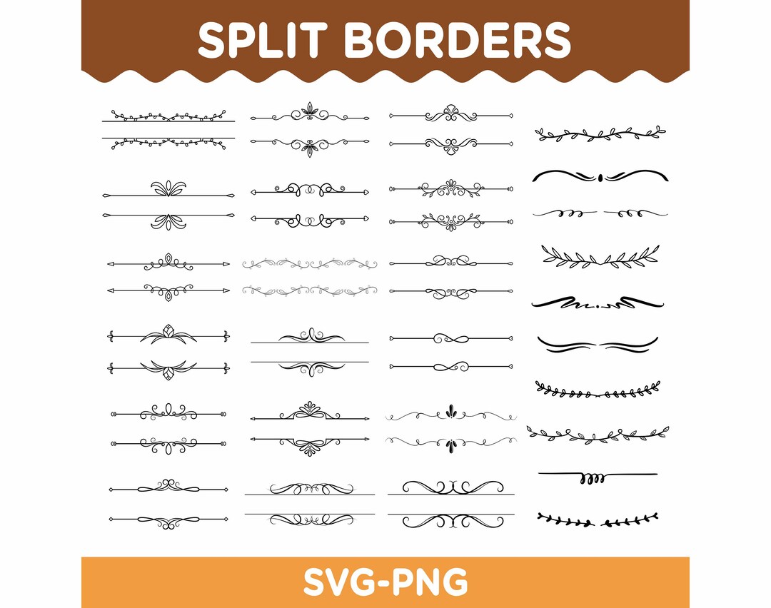 Split Floral Border Svg Bundle, Border Svg, Floral Svg, Wedding Border ...