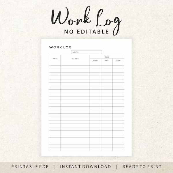 Work Log Template - Etsy