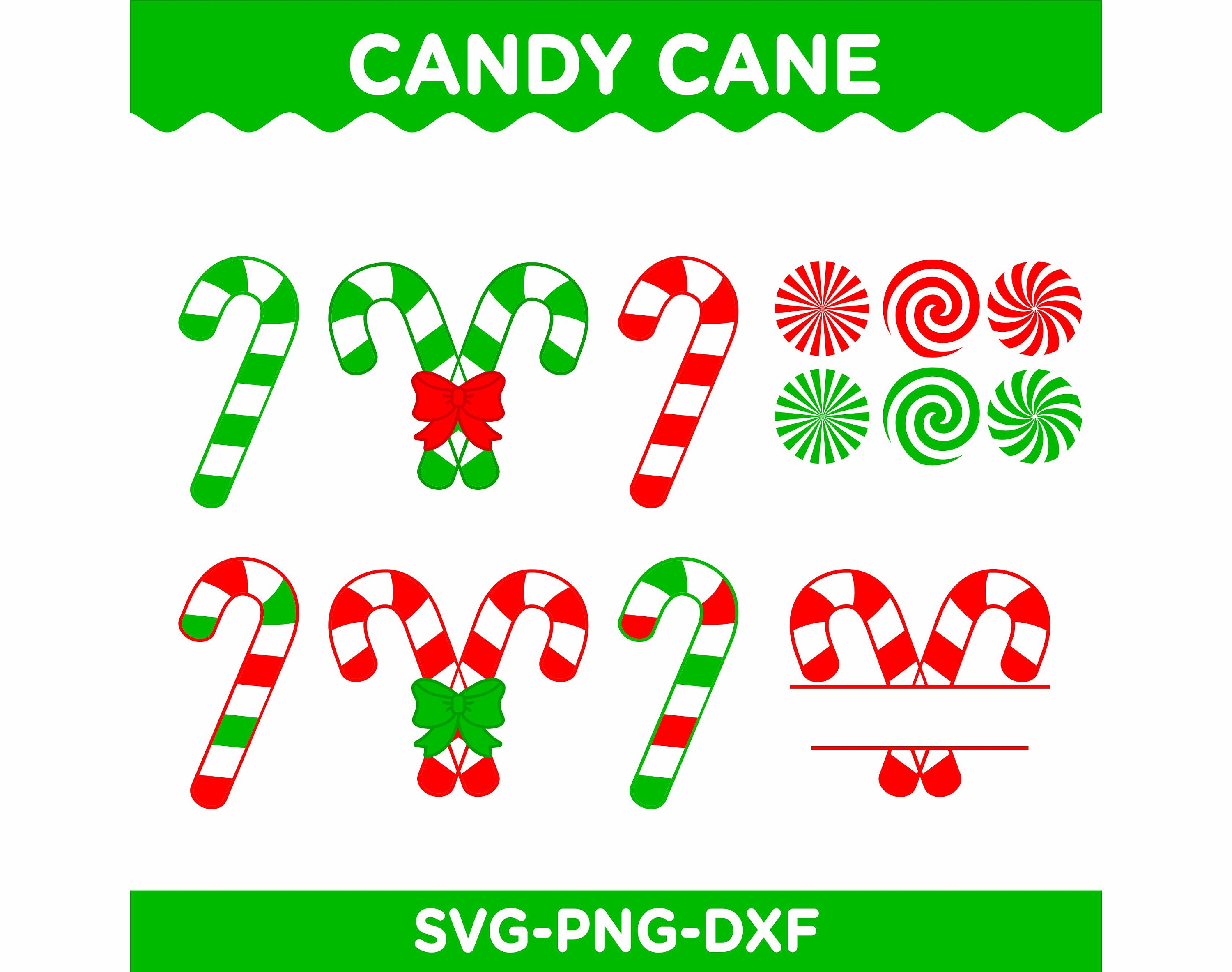 Candy Cane SVG, Candy Canes Clipart, Candy Cane With Bow, Christmas SVG ...