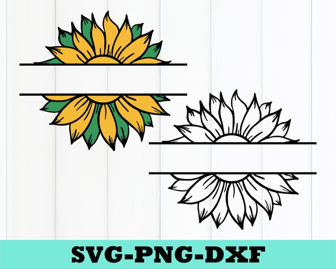 Sunflower Svg, Split Sunflower Svg, Half Sunflower Svg, Sunflower Dxf ...