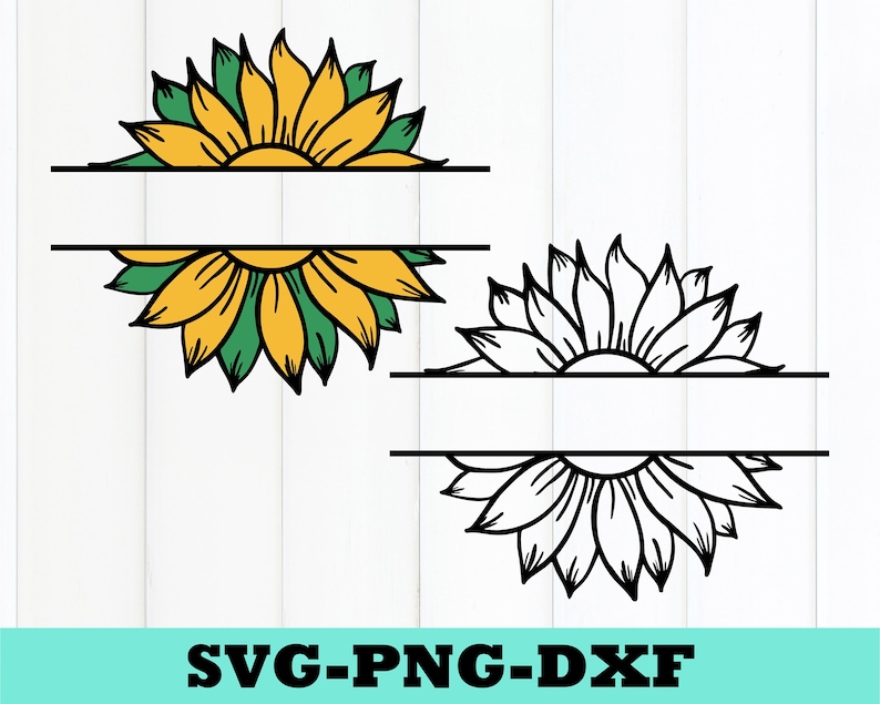 Sunflower Svg, Split Sunflower Svg, Half Sunflower Svg, Sunflower Dxf ...