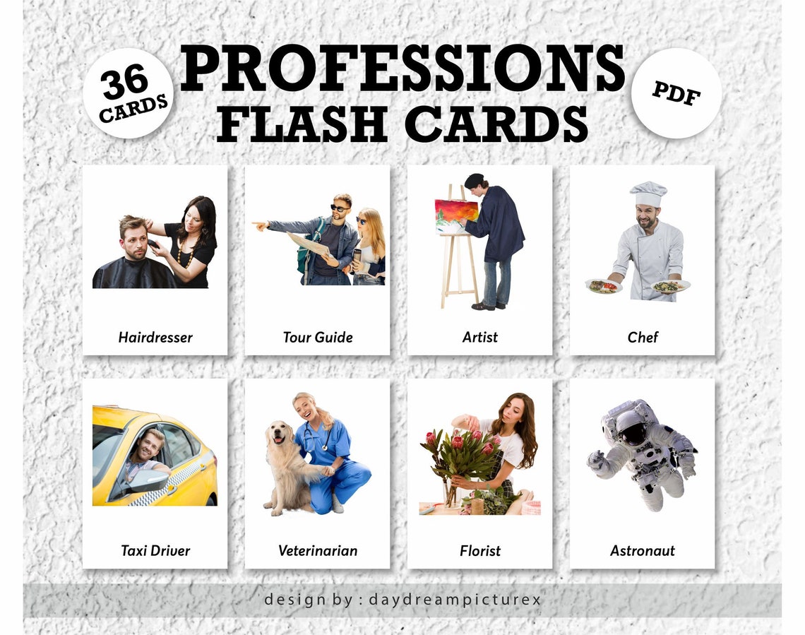 36 PROFESSIONS Montessori Flashcards, PROFESSIONS Flash Cards, PDF ...