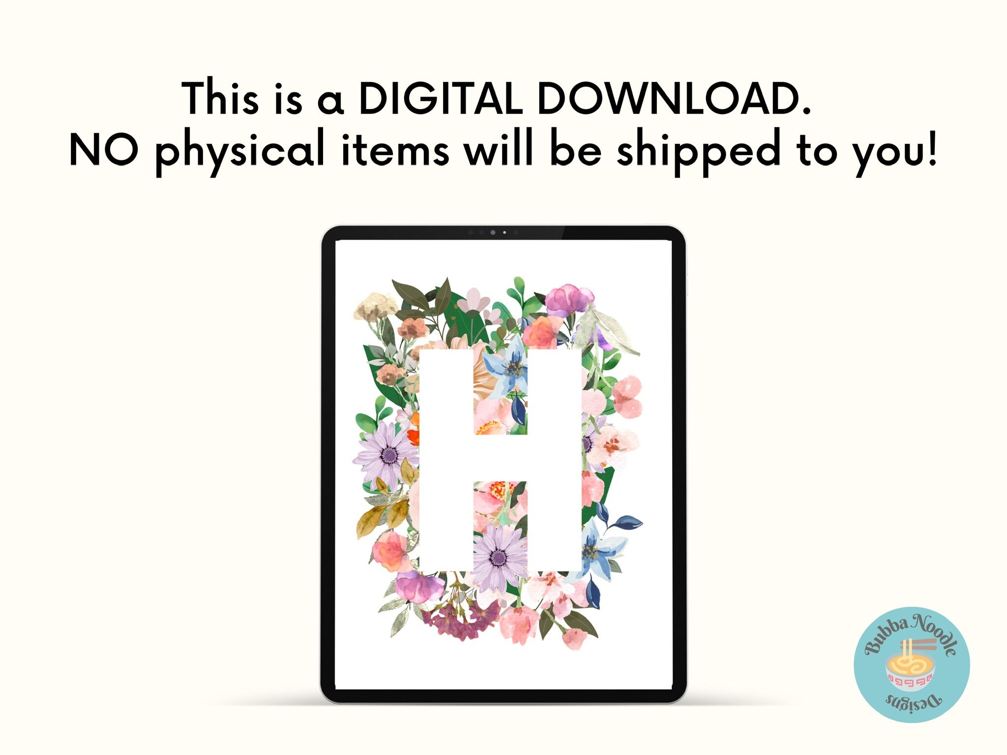 Botanical Letters Alphabet Poster Whimsical Wall Art Printable Art ...