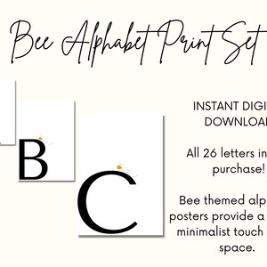 Bee Letters - Alphabet Poster - Typography Print - Printable Wall Art ...