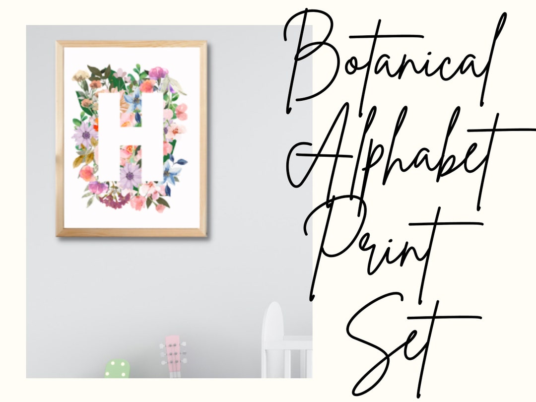 Botanical Letters Alphabet Poster Whimsical Wall Art Printable Art ...