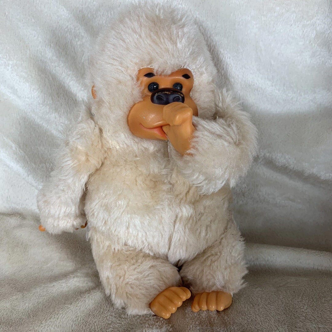 VTG Russ Berrie Gonga Gorilla Plush 8 Plastic Face Ape Thumb Sucker 70s ...