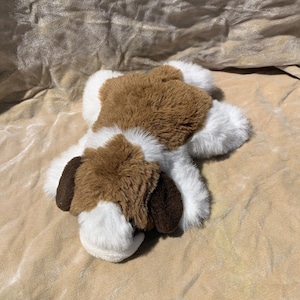 Vintage Brown Black White Puppy Dog Hand Puppet Soft Plush Stuffed 14 ...